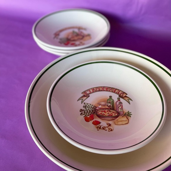 Dining | Vintage Italian Set Of Large Serving Bowl And 4 Personal Bowls ...